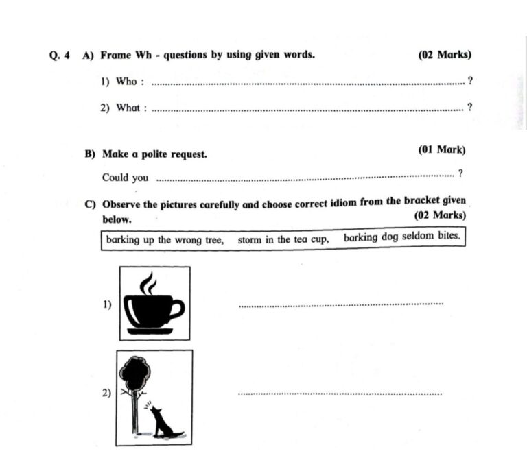 English 6th Std PAT Question Paper with Answers - learnwithsunil